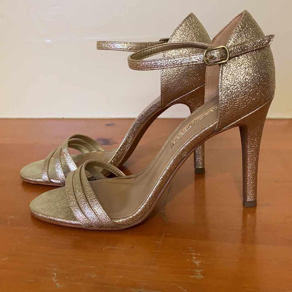 Audrey Brooke Metallic Gold Strappy Heels - Gem